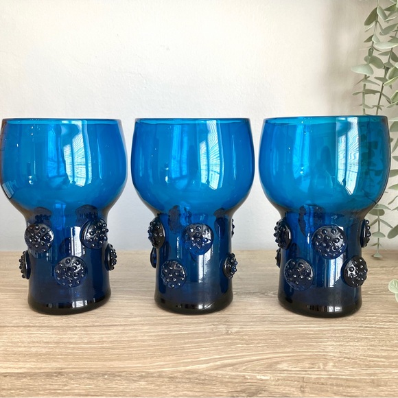 BLENKO | Dining | Vintage Blenko Handblown Glass Tumblers With Rosettes ...